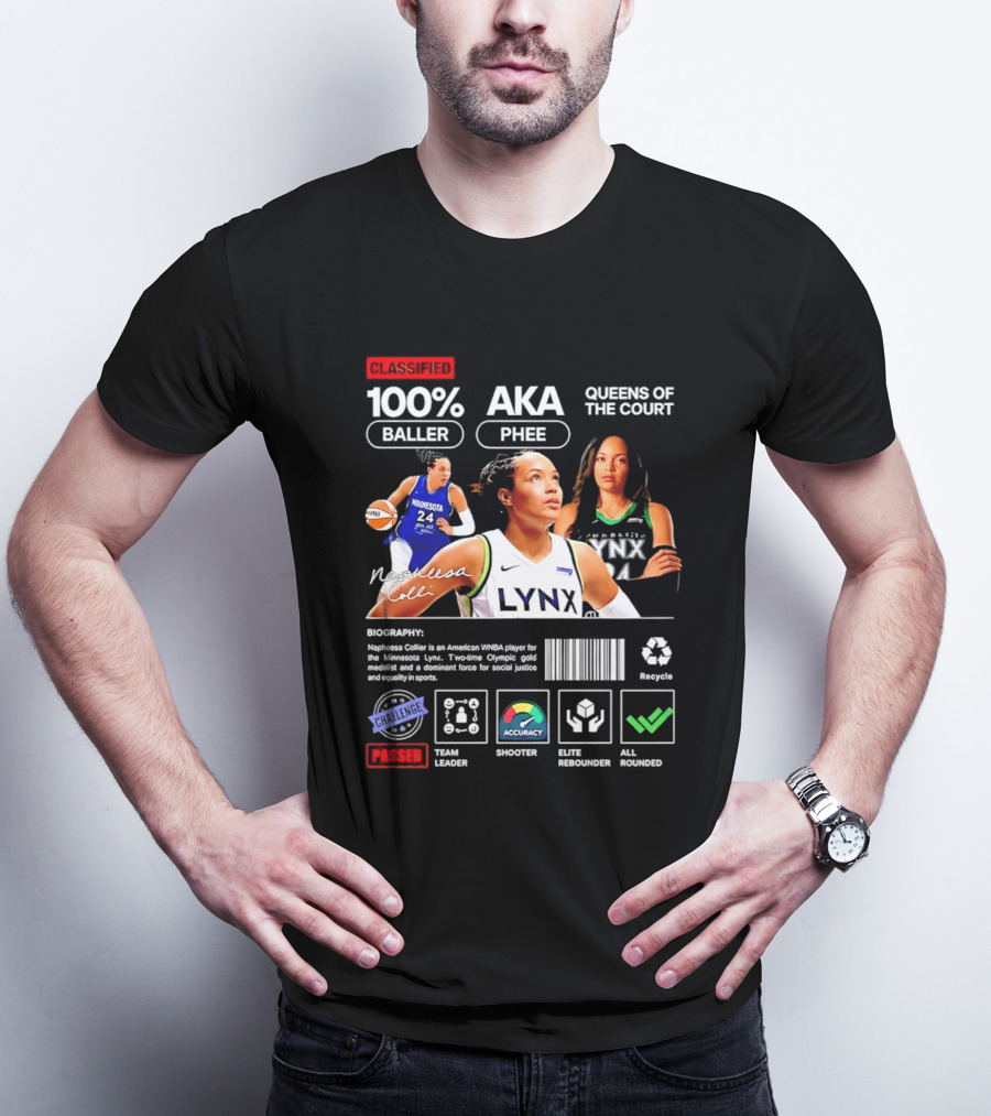 Napheesa Collier Minnesota Lynx 100% Baller AKA Phee Queens Of The Court T-Shirt