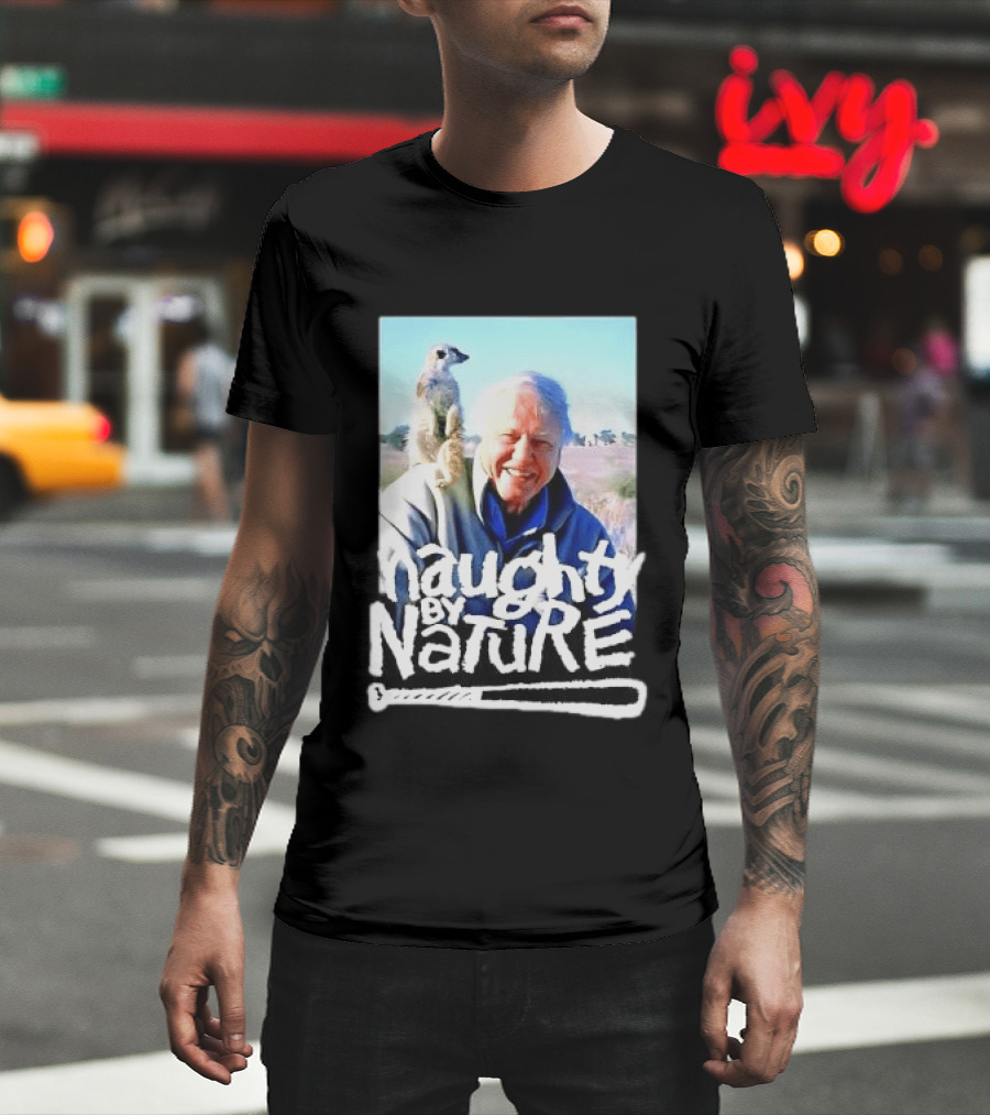 Naughty By Nature David Attenborough Meerkat Wildlife Photo T-Shirt