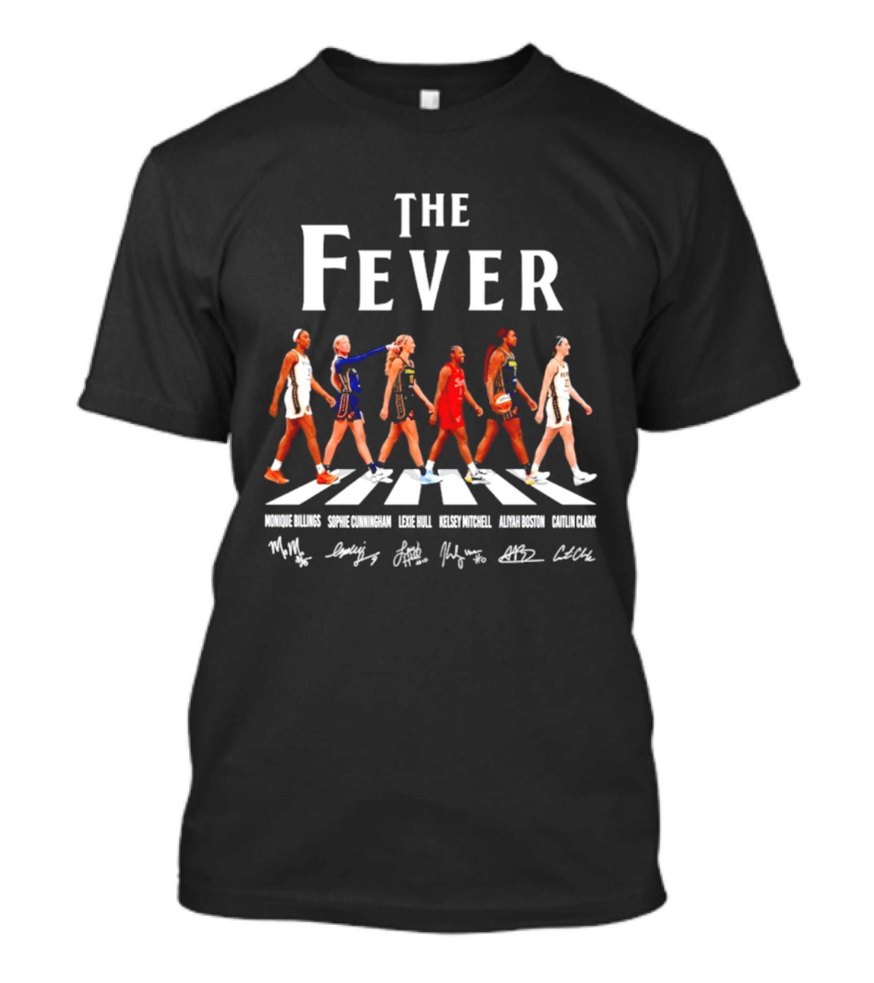 Indiana Fever The Fever Abbey Road N. Ogwumike Stephens Hull Smith Mitchell A. Johnson C. Cox T-Shirt