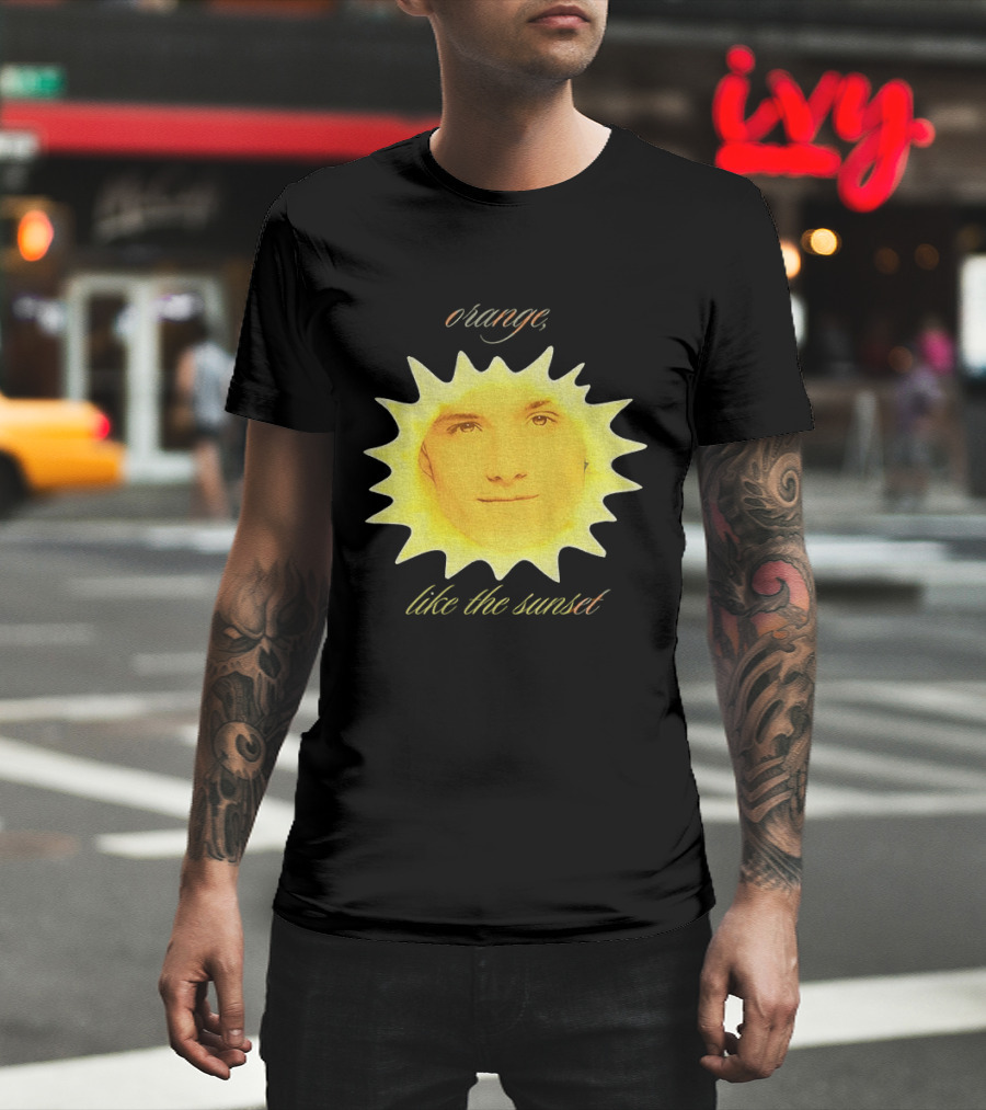 Orange Like The Sunset Face In Sun Design Peeta T-Shirt