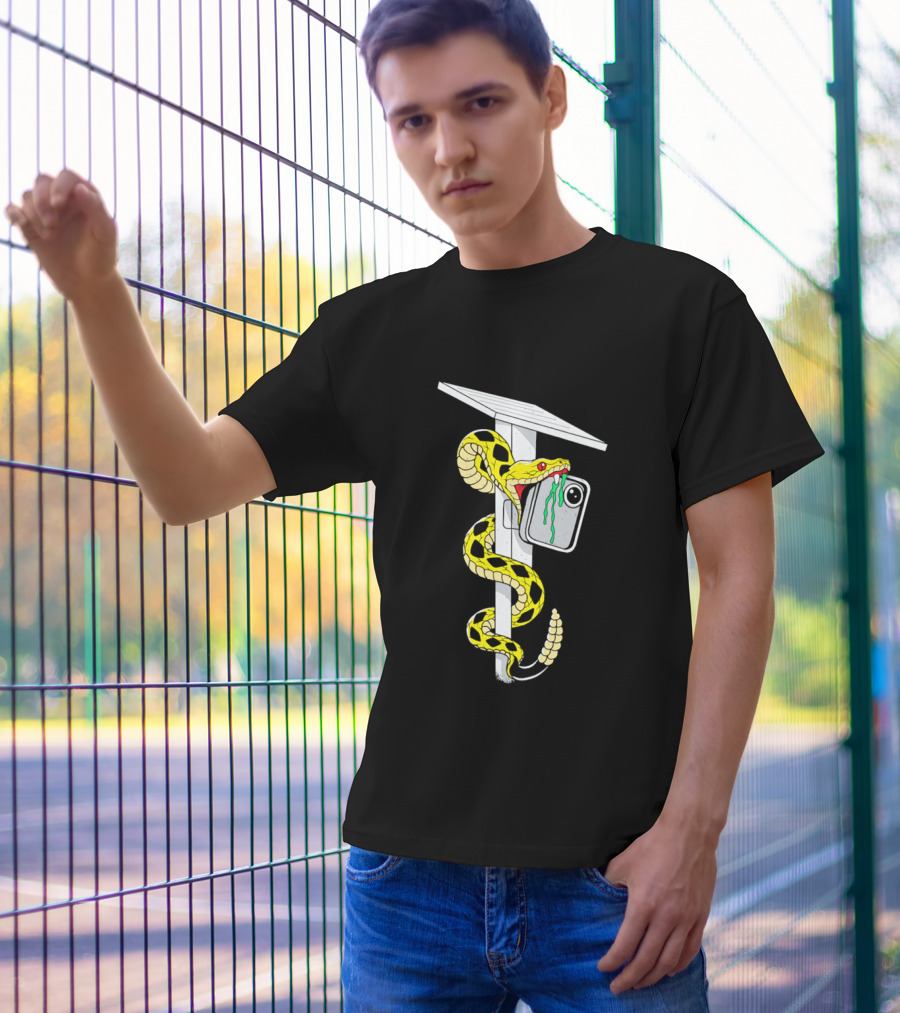 Don't Tread Flock Yellow Snake Wrapped Around Graduation Cap With ID T-Shirt