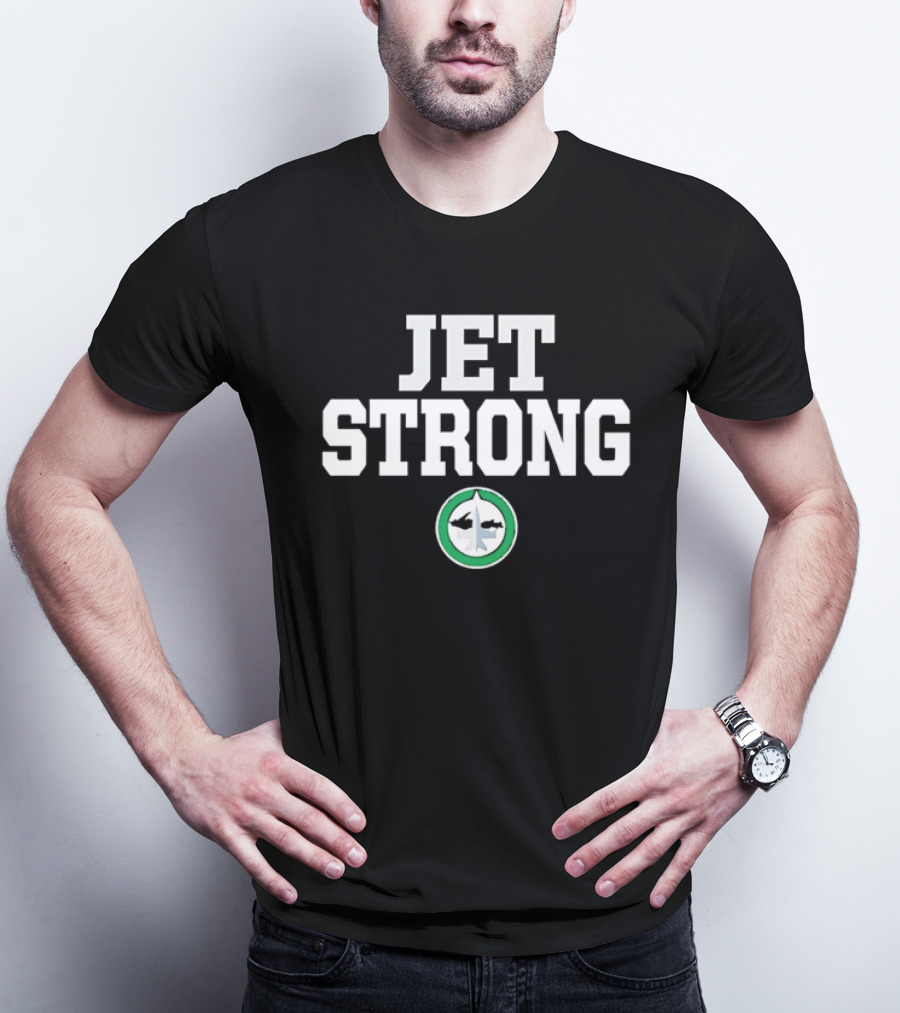 JET STRONG Dark Green Circular Fighter Aircraft T-Shirt