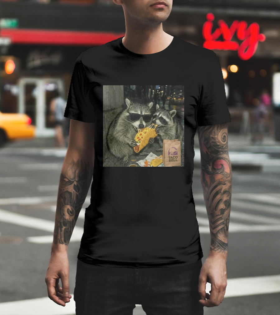 Taco Bell Raccoons Enjoying A Tasty Street Taco Night T-Shirt