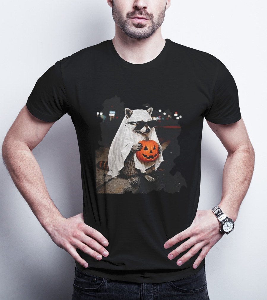 Raccoon Ghost Trick Or Treat Spooky Season Halloween T-Shirt