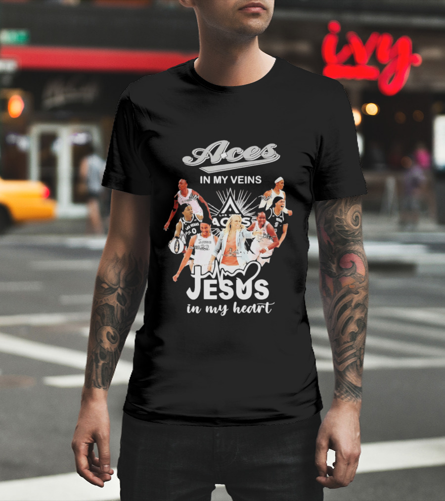 Las Vegas Aces In My Veins Jesus In My Heart WNBA 2026 T-Shirt