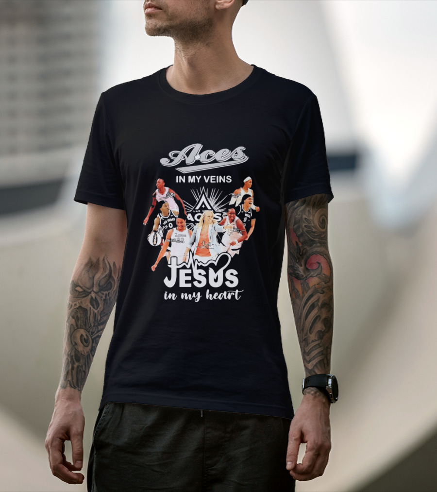 Las Vegas Aces In My Veins Jesus In My Heart WNBA 2026 T-Shirt