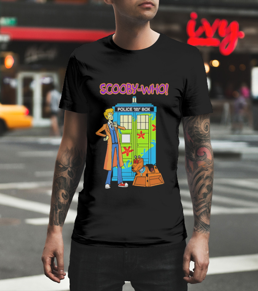Scooby Who Shaggy Tenth Doctor Mystery Machine Painted Tardis K9 Robot T-Shirt