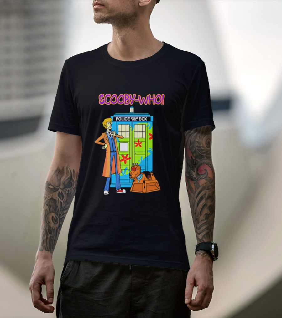 Scooby Who Shaggy Tenth Doctor Mystery Machine Painted Tardis K9 Robot T-Shirt