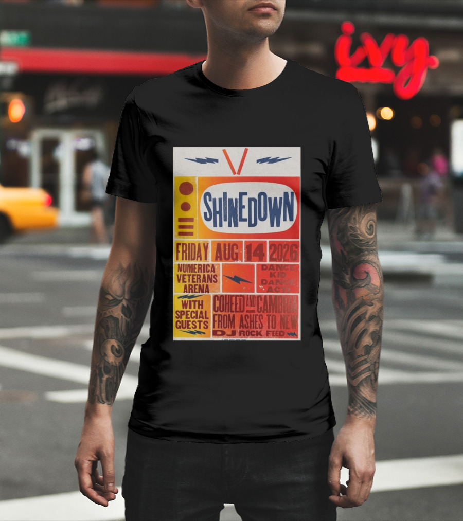 Shinedown Aug 14 2026 Numerica Veterans Arena With Coheed And Cambria And From Ashes To New T-Shirt