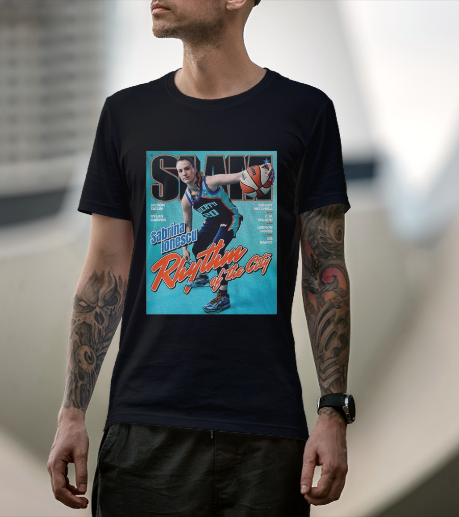 Slam Cover 264 Sabrina Ionescu Rhythm Of The City Liberty Basketball T-Shirt