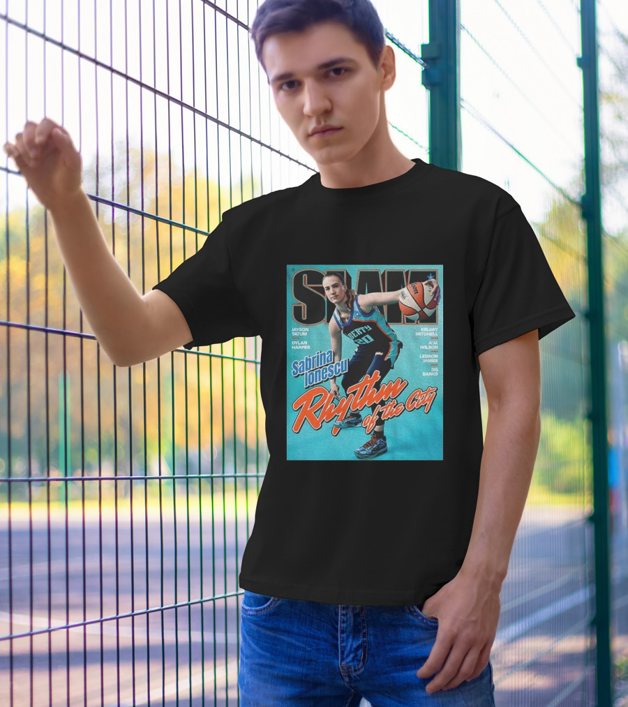 Slam Cover 264 Sabrina Ionescu Rhythm Of The City Liberty Basketball T-Shirt