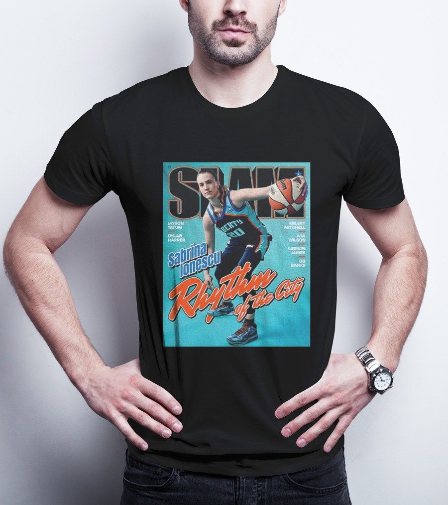 Slam Cover 264 Sabrina Ionescu Rhythm Of The City Liberty Basketball T-Shirt