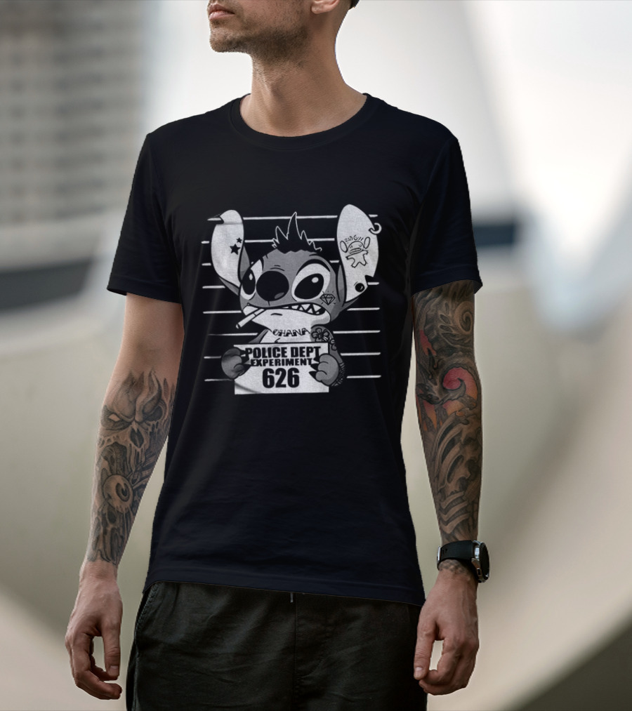 Bad Guy Experiment 626 Police Dept Shot Stitch T-Shirt