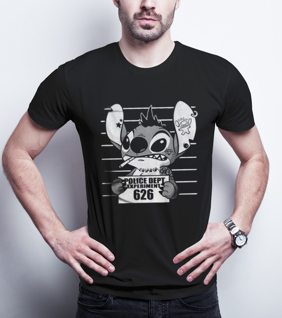 Bad Guy Experiment 626 Police Dept Shot Stitch T-Shirt