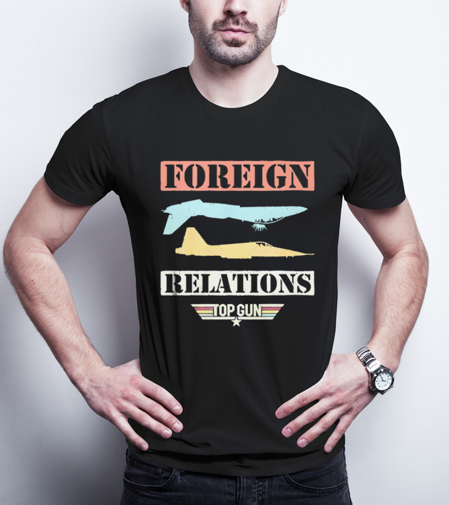 Top Gun Foreign Relations Fighter Jets Distressed Vintage Look T-Shirt