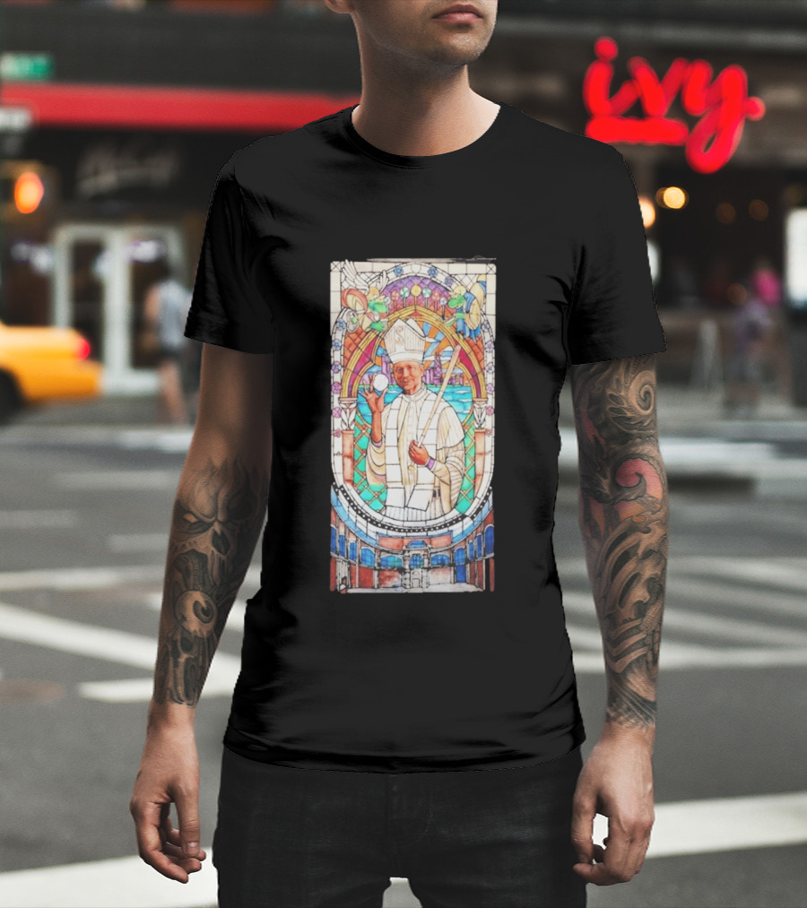 White Sox Pope Hat Stained Glass Painting T-Shirt