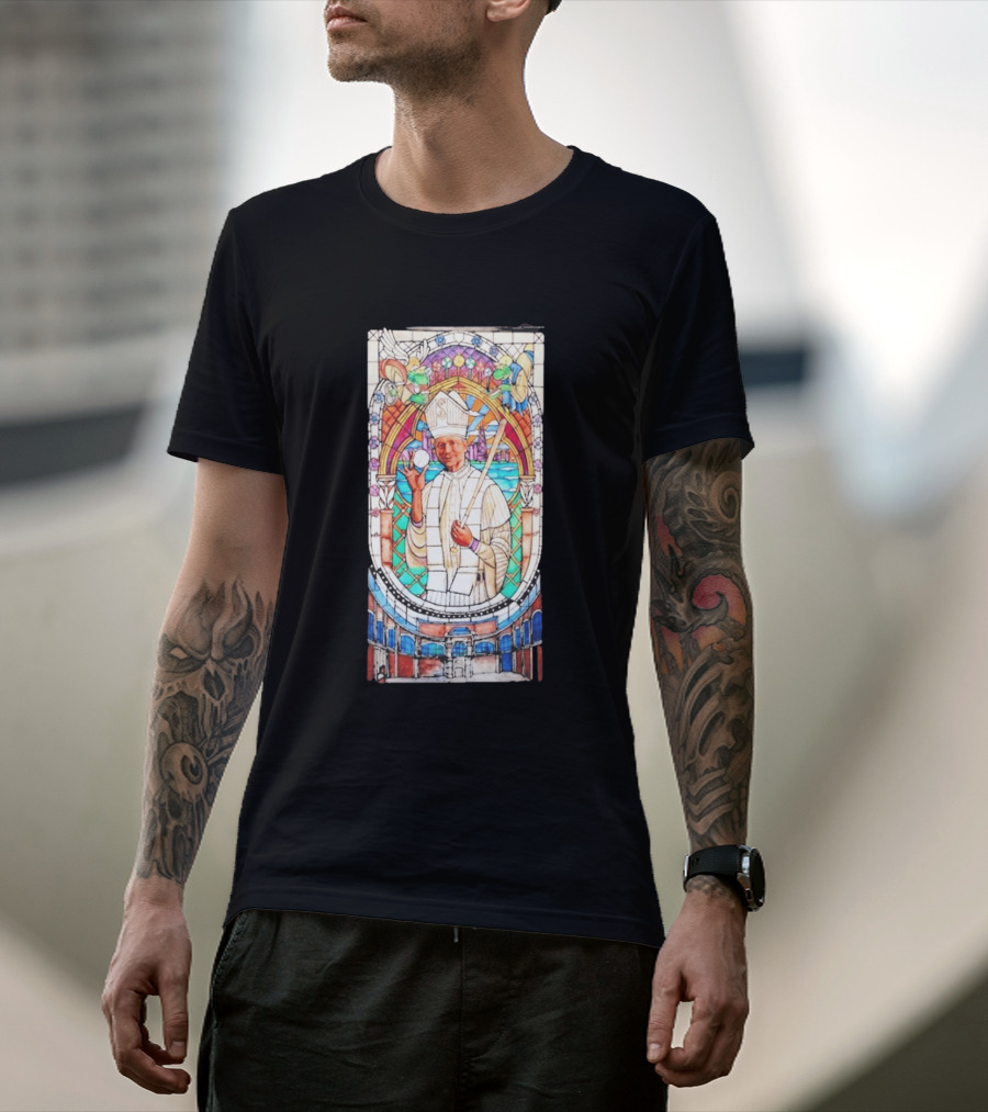 White Sox Pope Hat Stained Glass Painting T-Shirt