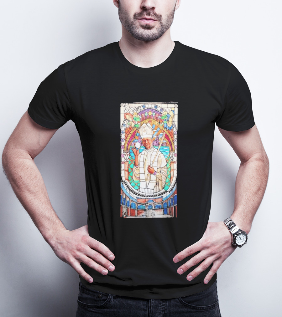 White Sox Pope Hat Stained Glass Painting T-Shirt