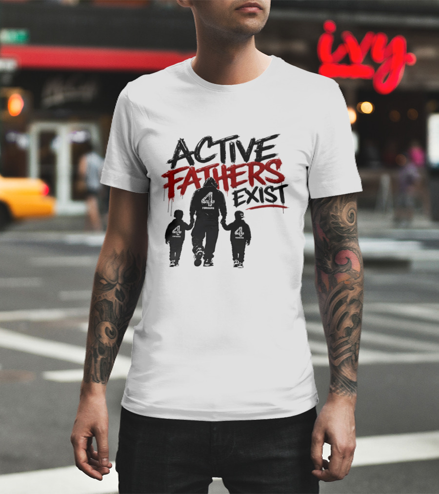 Active Fathers Exist Man Two Boys Walking Holding Hands T-Shirt