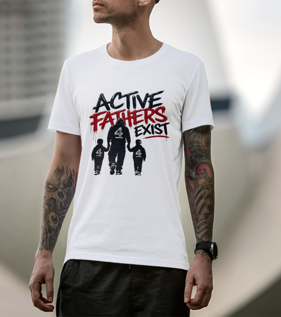Active Fathers Exist Man Two Boys Walking Holding Hands T-Shirt