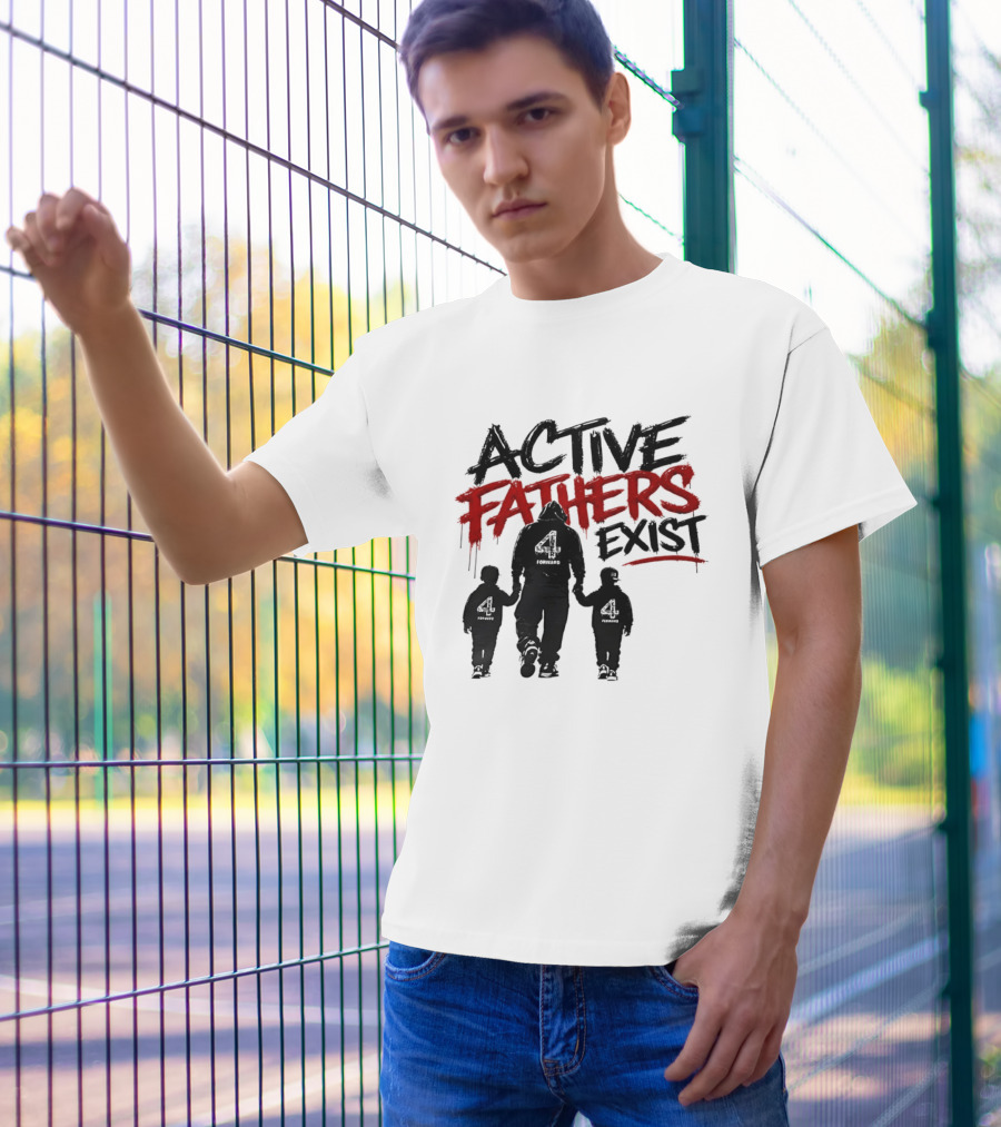 Active Fathers Exist Man Two Boys Walking Holding Hands T-Shirt