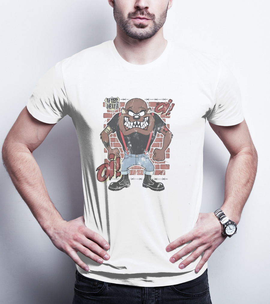 After Death Oi Distressed Skinhead Taz Suspenders Brick Wall T-Shirt