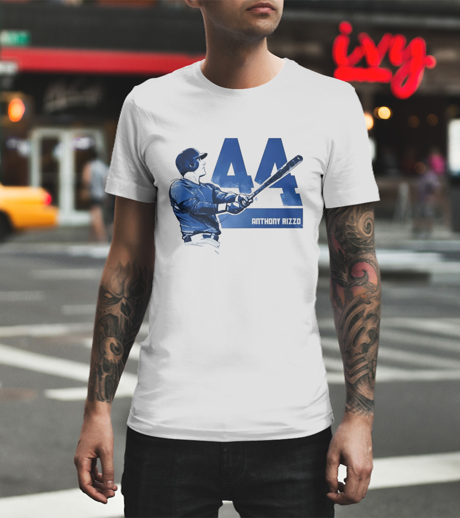 Anthony Rizzo 44 Swinging Blue Baseball Batter T-Shirt