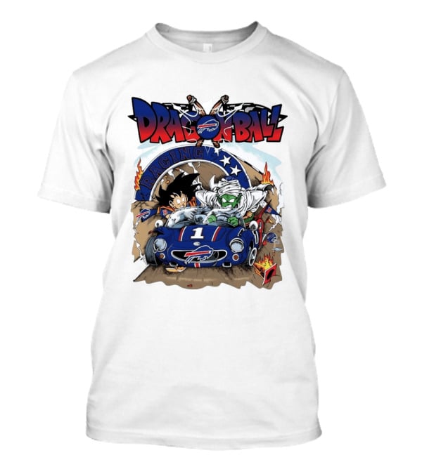 Buffalo Bills Dragon Ball Racing Goku Piccolo Driving Blue Car T-Shirt