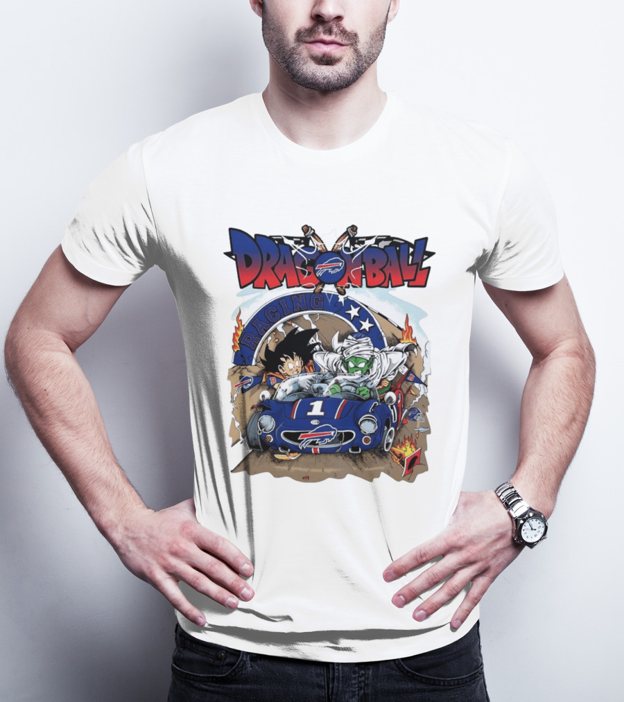 Buffalo Bills Dragon Ball Racing Goku Piccolo Driving Blue Car T-Shirt