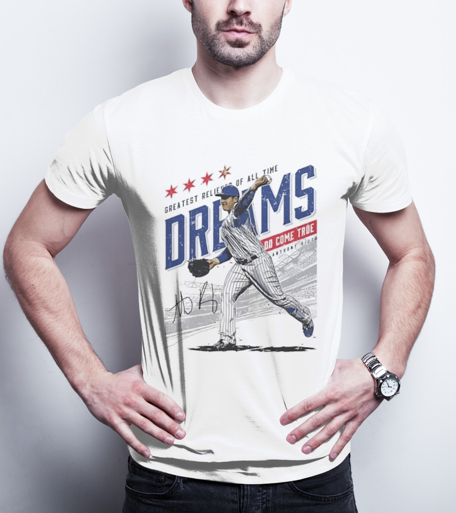 Chicago Cubs Greatest Reliever Of All Time Dreams Do Come True Anthony Rizzo Pitching Stadium Halftone T-Shirt