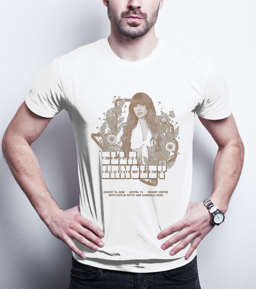 Ella Langley Moody Center 2026 Tour Austin Texas August 13th Vintage Floral Texas Map T-Shirt