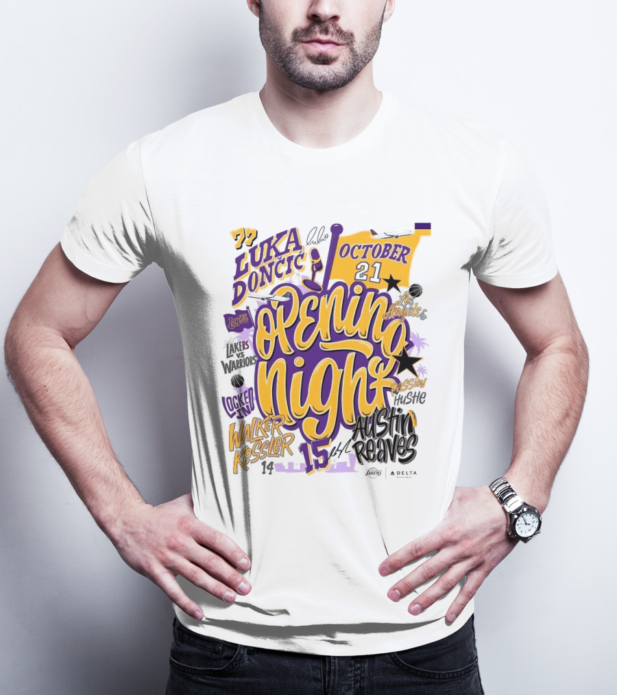 Los Angeles Lakers Luka Doncic Opening Night October 21 Walker Kessler Austin Reaves T-Shirt