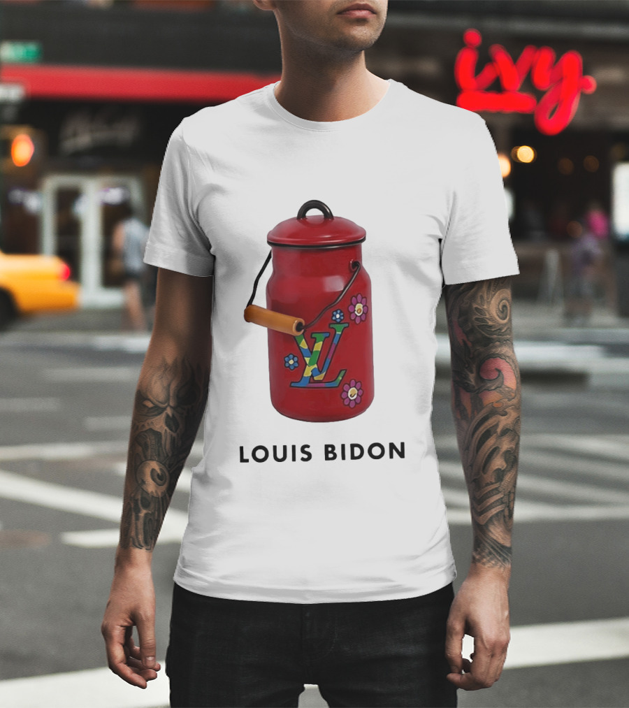 Louis Bidon Milk Jug Red Enamel Rainbow Monogram Flowers T-Shirt