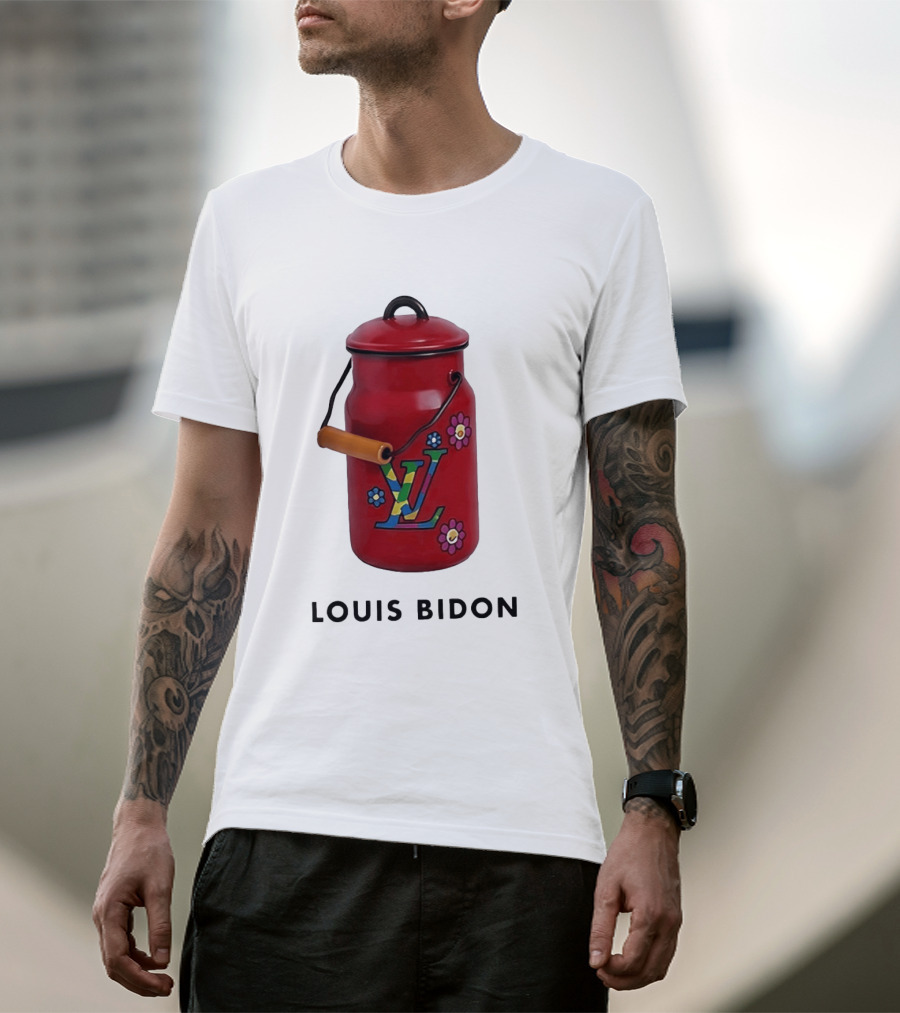 Louis Bidon Milk Jug Red Enamel Rainbow Monogram Flowers T-Shirt