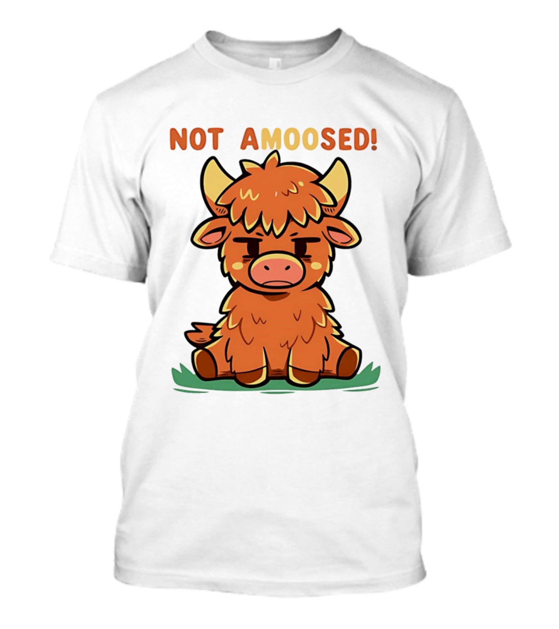 Not Amoosed Cute Grumpy Highland Cow Pun T-Shirt