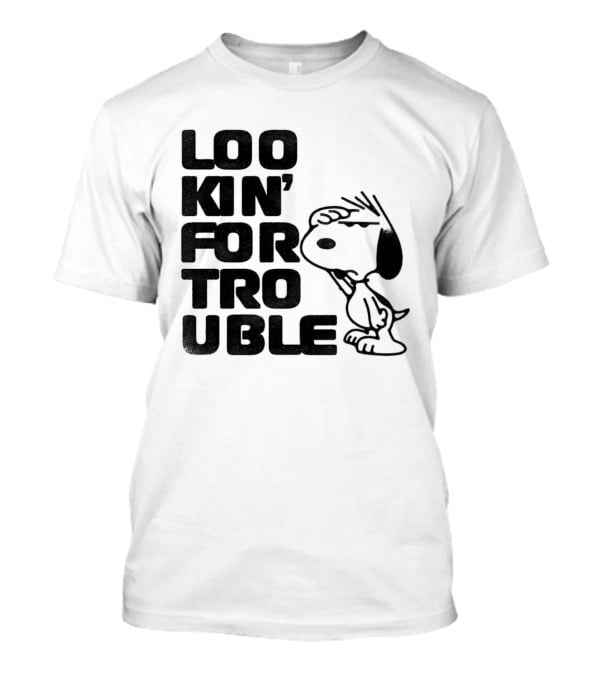 Peanuts Snoopy Lookin' For Trouble Hand Over Eye Distressed T-Shirt