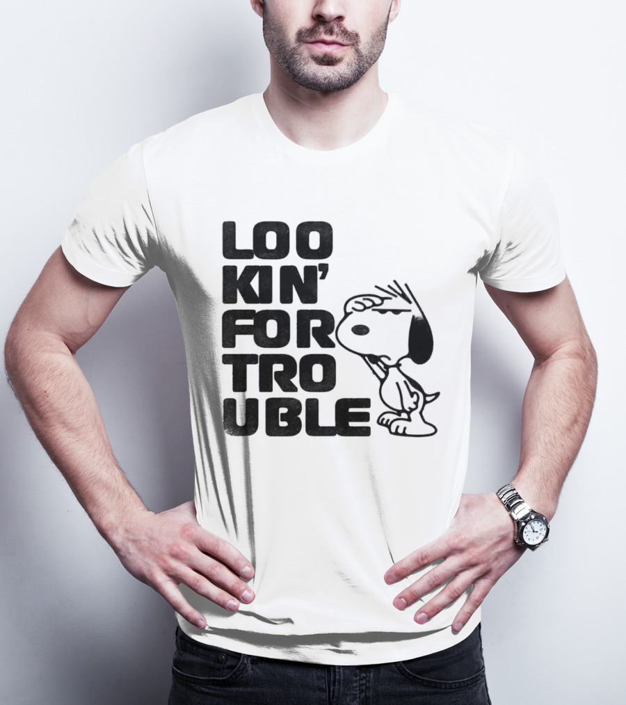 Peanuts Snoopy Lookin' For Trouble Hand Over Eye Distressed T-Shirt