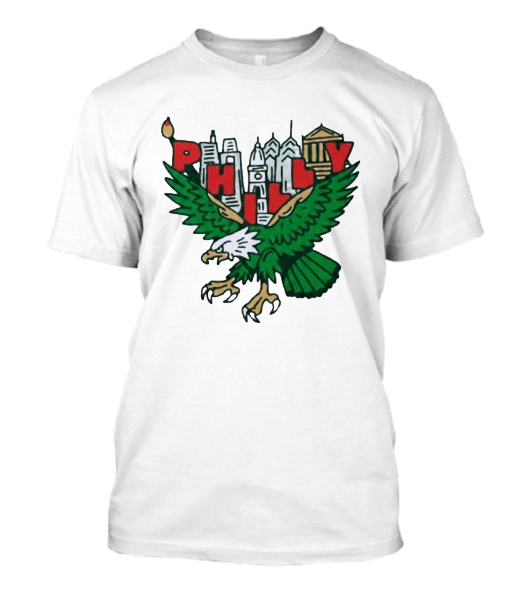 Philly Eagles City Of Brotherly Love Skyline Green Eagle T-Shirt
