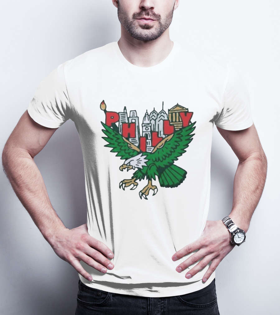 Philly Eagles City Of Brotherly Love Skyline Green Eagle T-Shirt