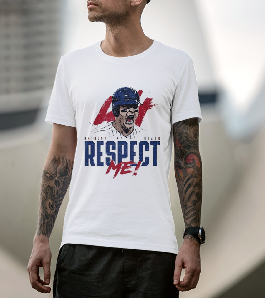 Anthony Rizzo Respect Me Screaming Baseball Player Distressed 44 Red T-Shirt