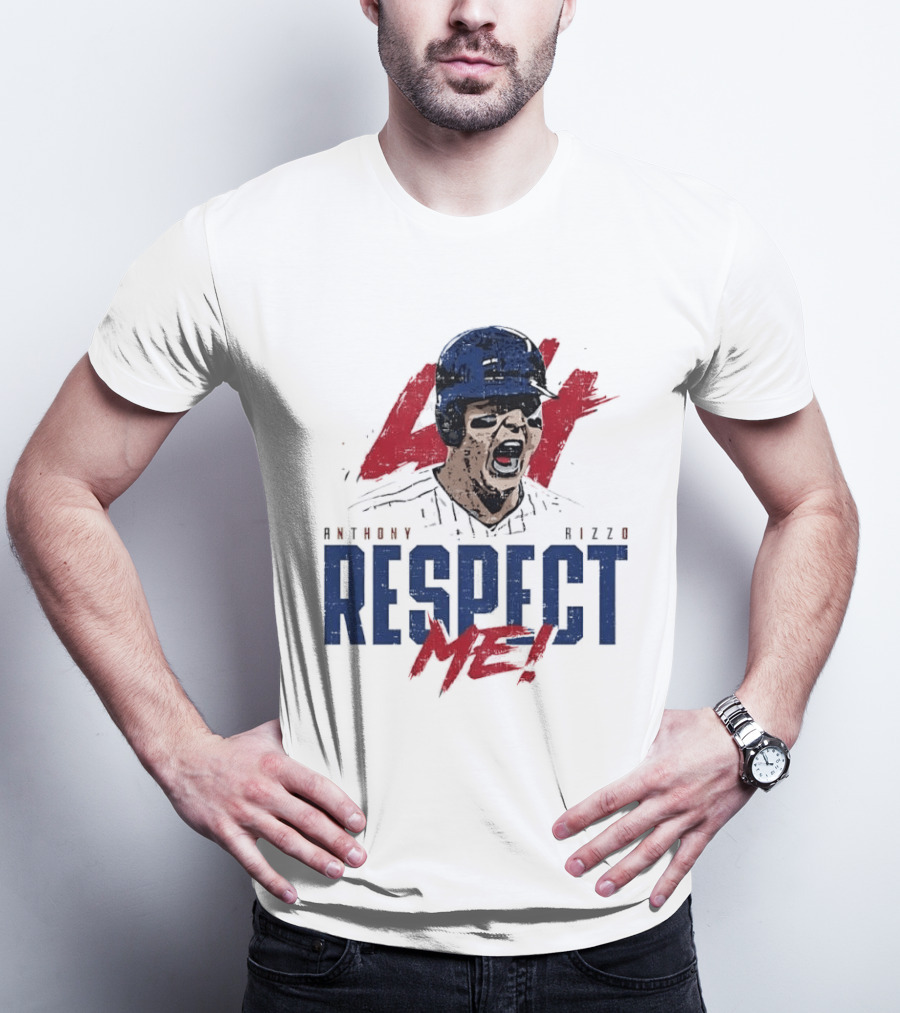 Anthony Rizzo Respect Me Screaming Baseball Player Distressed 44 Red T-Shirt