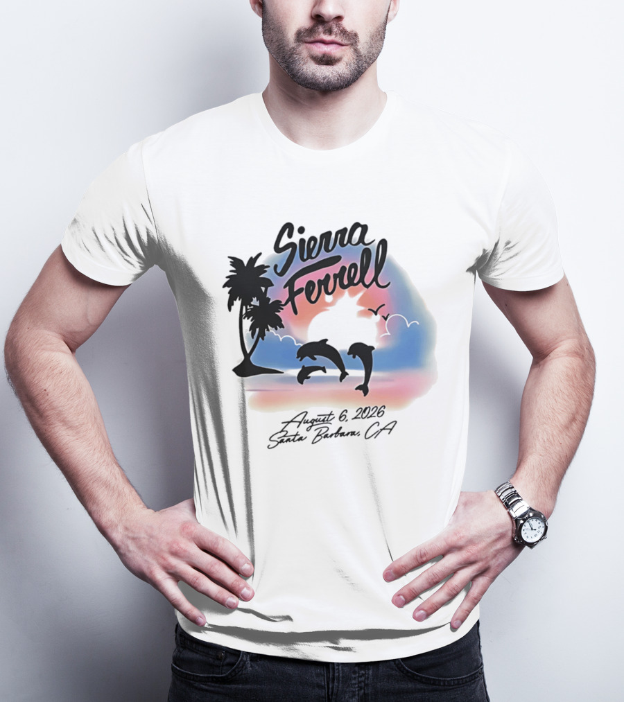 Sierra Ferrell August 6 2023 Santa Barbara CA Dolphins And Palm Trees T-Shirt