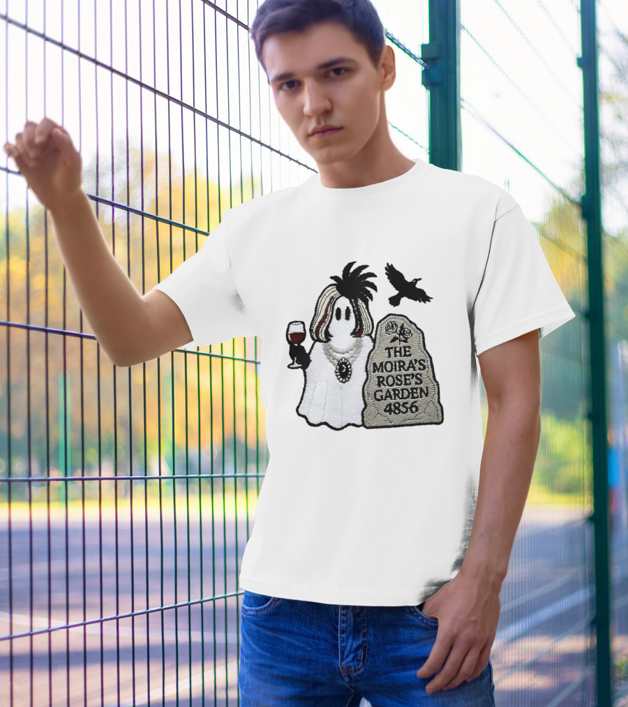 The Moira's Rose's Garden Ghost Wine Glass Tombstone Crow 4836 Wig T-Shirt