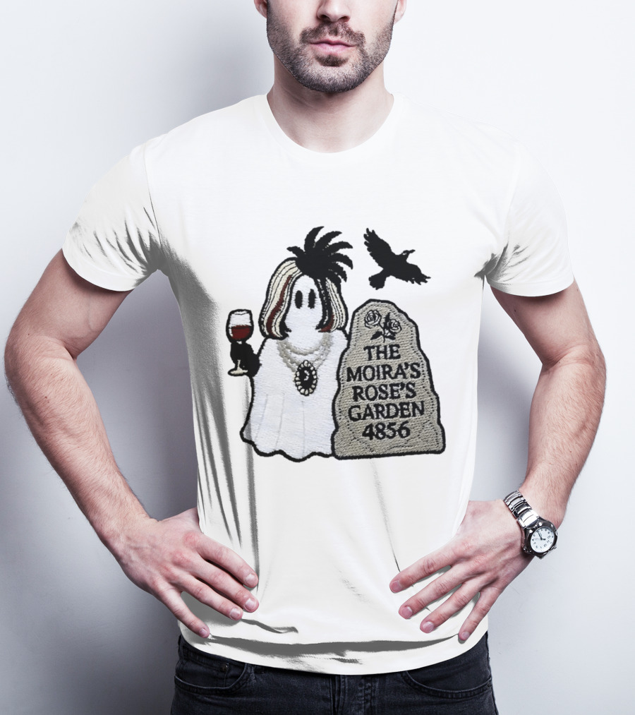 The Moira's Rose's Garden Ghost Wine Glass Tombstone Crow 4836 Wig T-Shirt