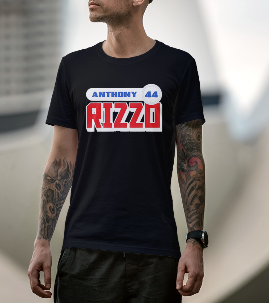 Anthony Rizzo 44 Red Blue Block Jersey Number T-Shirt