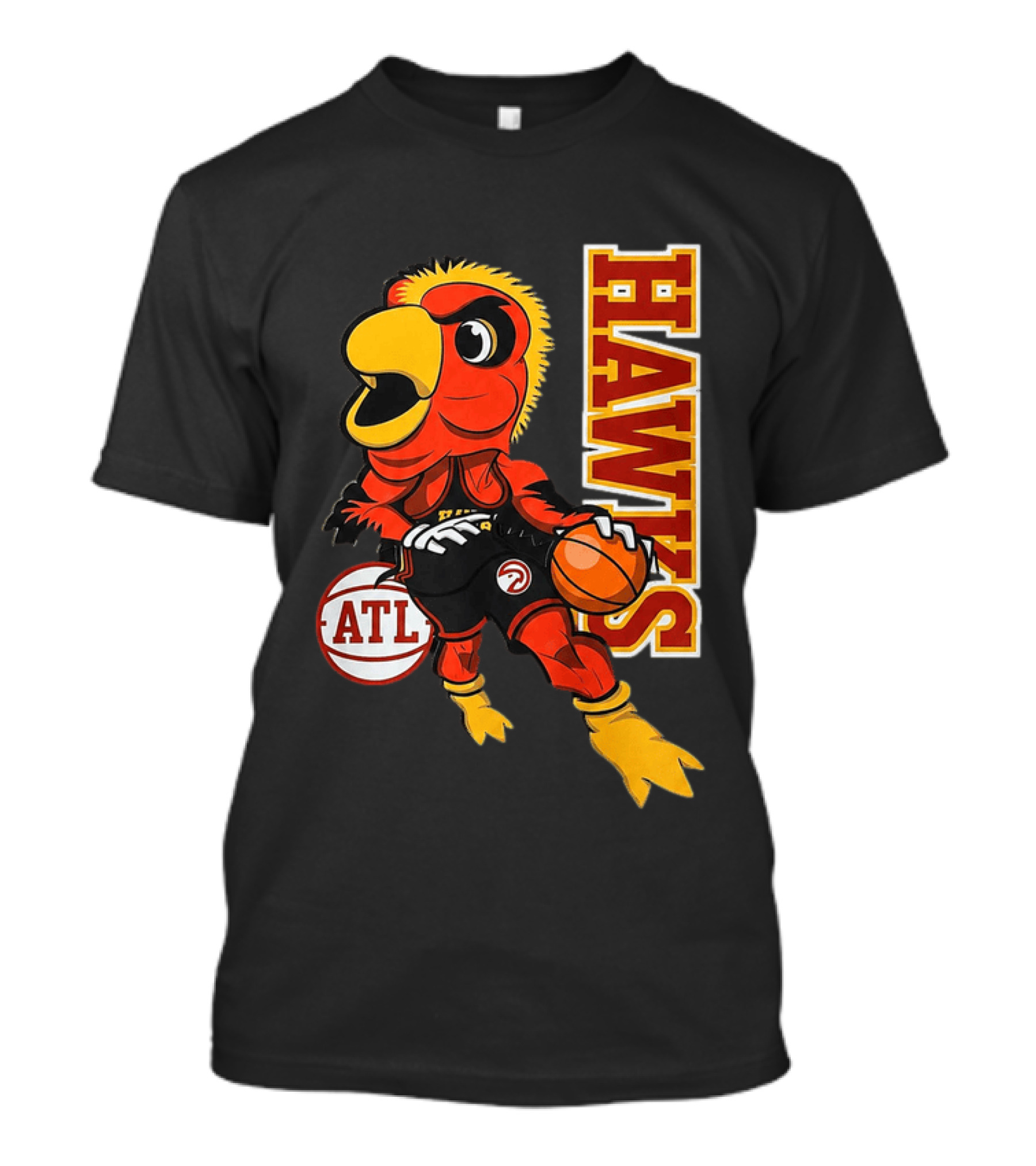 Hawks Bird Holding Basketball With ATL T-Shirt