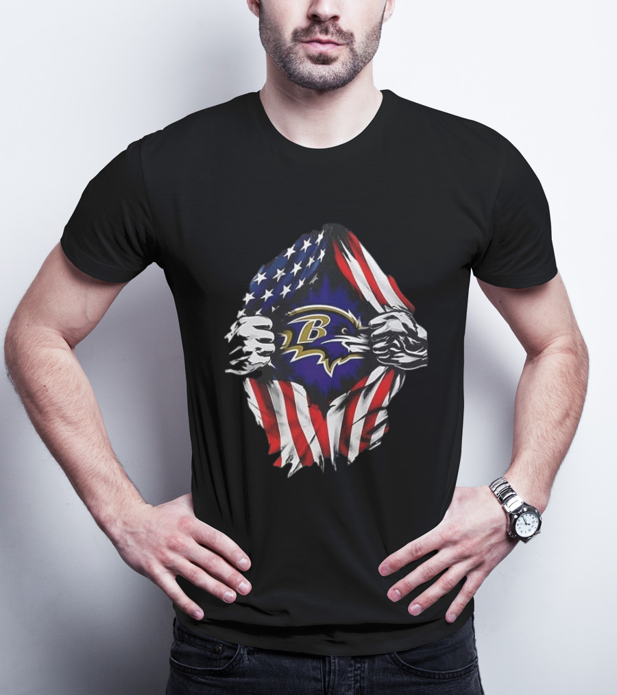 Baltimore Ravens American Flag Superman T-Shirt