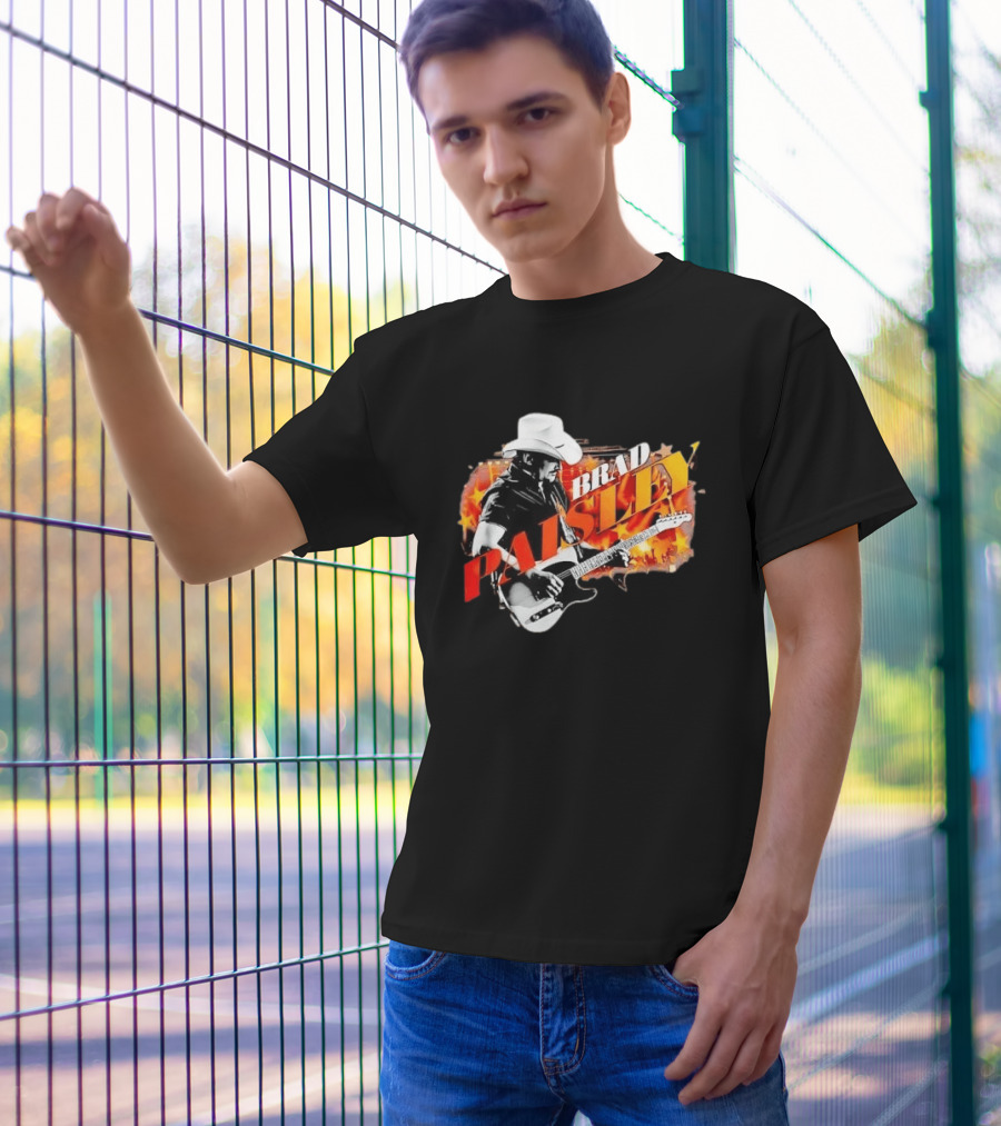 Brad Paisley Cowboy Hat Electric Guitar Musician Scene T-Shirt
