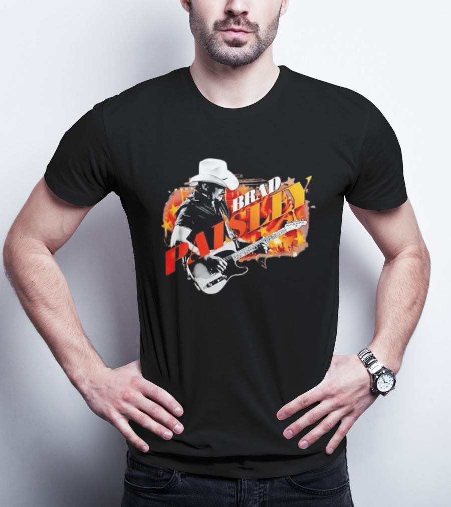 Brad Paisley Cowboy Hat Electric Guitar Musician Scene T-Shirt