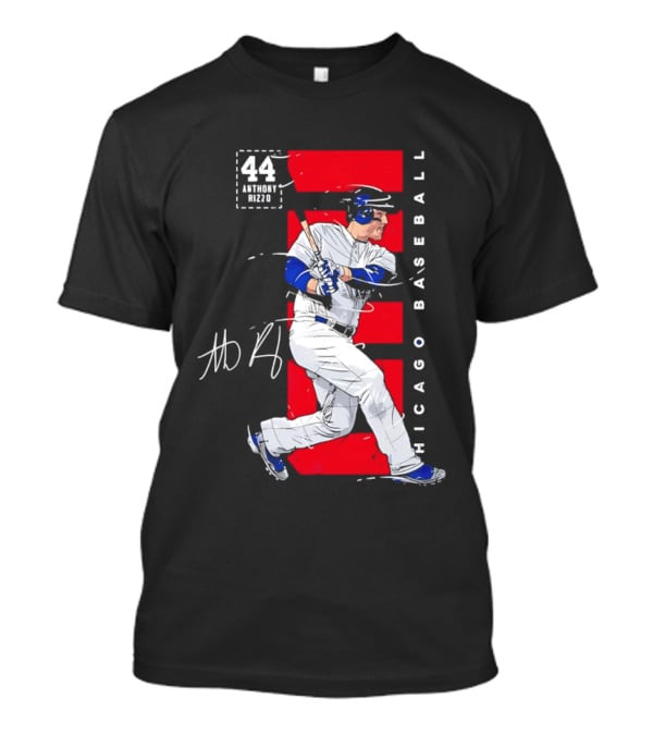 Chicago Baseball 44 Anthony Rizzo Swinging White And Red T-Shirt